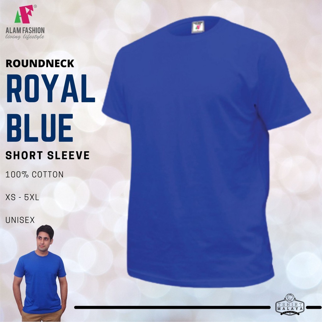 ROYAL BLUE BIRU plain tshirt UNISEX round neck BAJU KOSONG XS - 5XL 100 ...