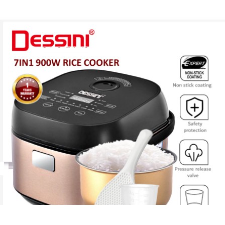 DESSINI ITALY 7IN1 Electric Digital Rice Cooker Non-stick Stainless ...
