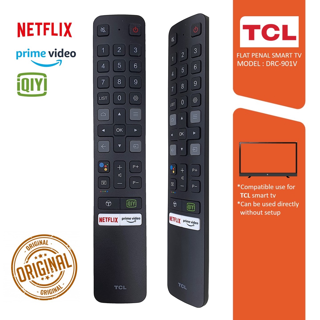 **Original** TCL DRC-901V Android Netflix Prime Video QIY LedTv Remote ...