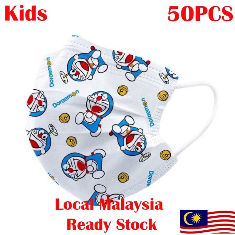 Doraemon Cartoon Face Mask Kids 3ply 50pcs Earloop Mask Malaysia ...