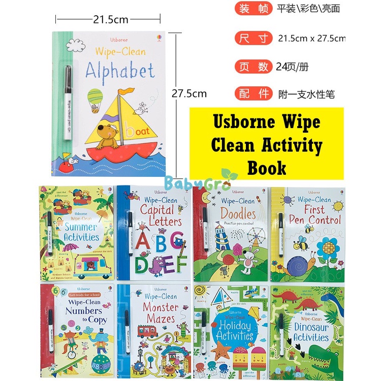 Usborne Wipe Clean Activities Books ***Ready Stock *** (24pages) come ...