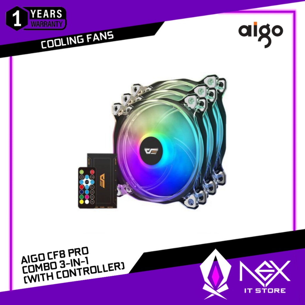 Aigo Darkflash CF8 Pro 3 in 1 Addressable RGB Mobo Sync ARGB 12CM Fan ...