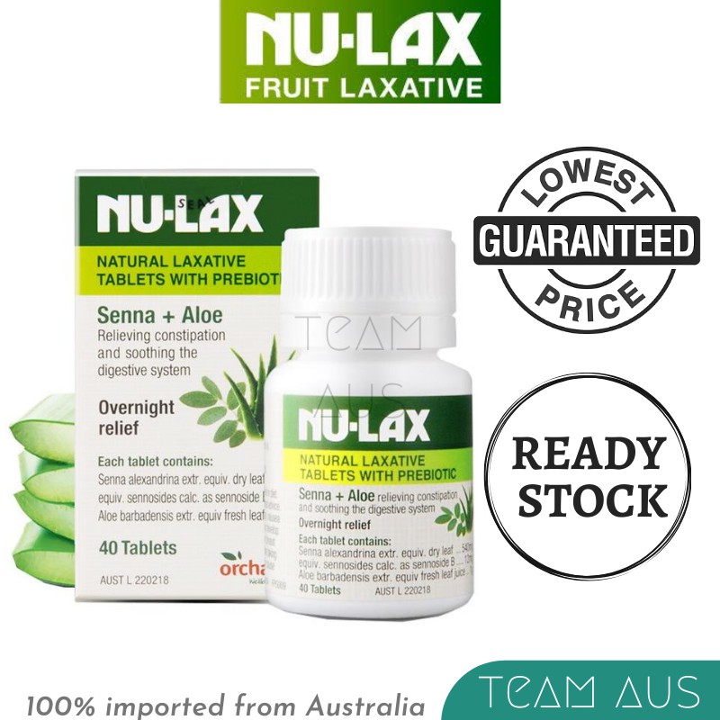 Nulax Natural Laxative Tablets With Prebiotic Senna + Aloe (40 Tablets ...