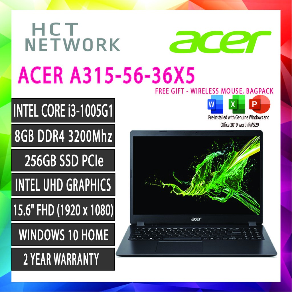 ACER ASPIRE 3 A315-56-36X5 LAPTOP ACER ( INTEL CORE i3-1005G1, 8GB RAM ...