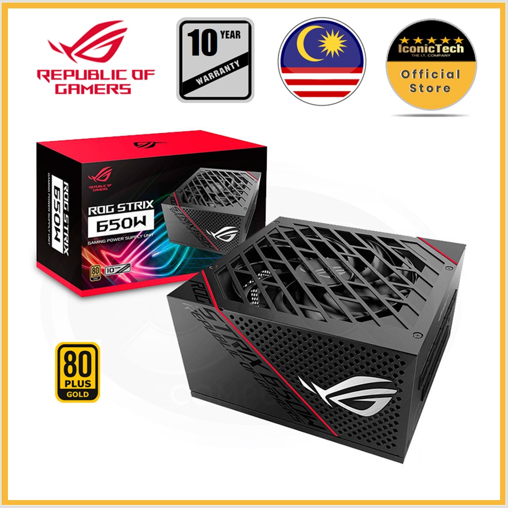 ASUS ROG Strix 650W Gold PSU ATX Power Supply with 0dB Axial Tech Fan ...