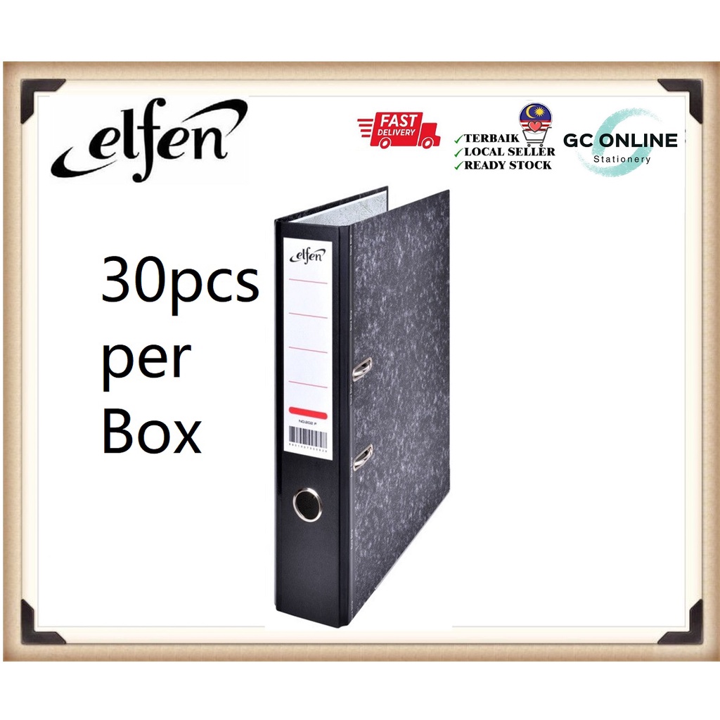 Elfen 202F 3 Inch Lever Arch File / Fail Kulit Keras Hitam 3 Inci ...