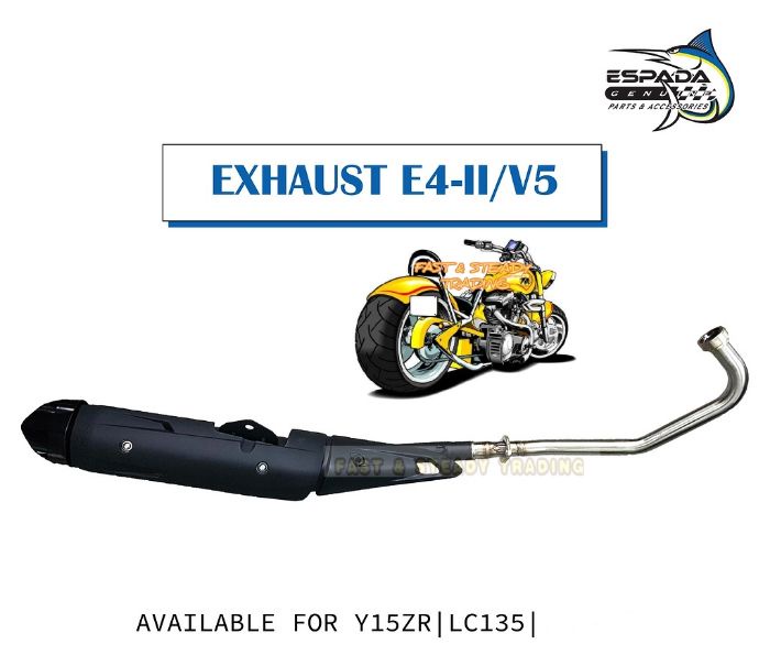 ESPADA EXHAUST PIPE RACING E4-II/ RS150/ SYM VF3i 185cc/ Y15ZR/ V5-II LC135/ LC135-FI( LC135 V8 ...