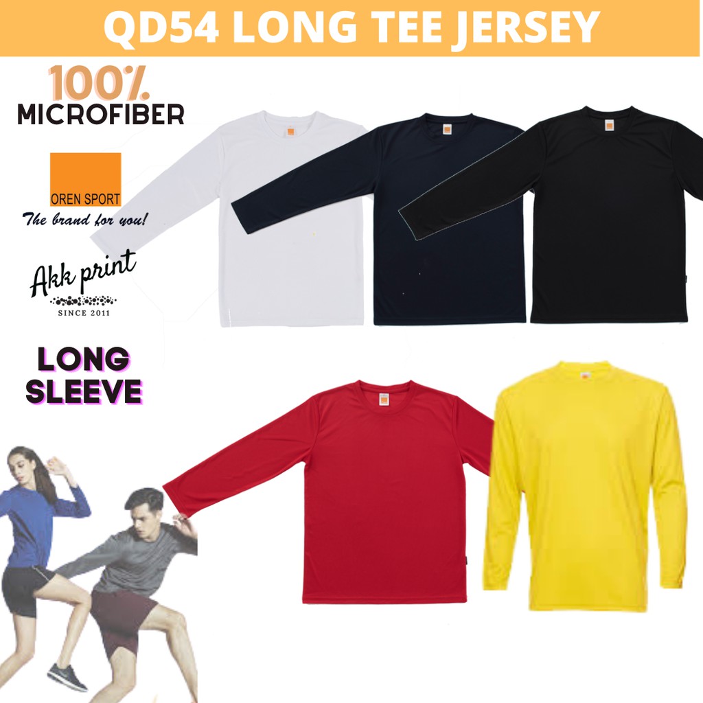 QD54 LONG SLEEVE OREN SPORT T SHIRT QUICKDRY MICROFIBER JERSEY | Shopee ...