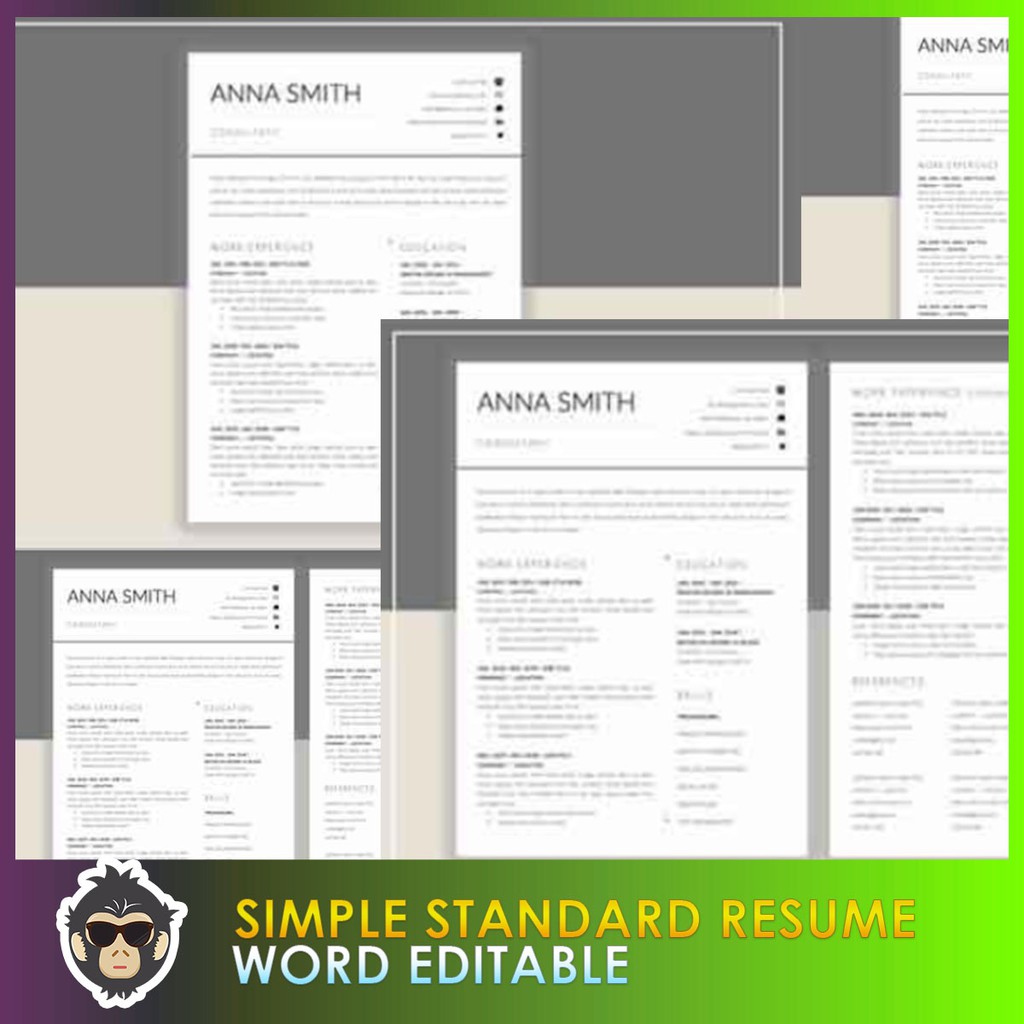 Simple Standard Resume Editable in Microsoft Word | Shopee Malaysia