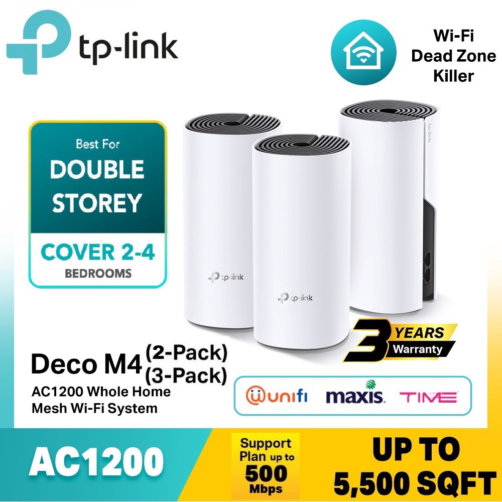 TP-LINK Deco M4 (2-pack / 3-pack) / HC4 AC1200 Gigabit Mesh WiFi Router ...