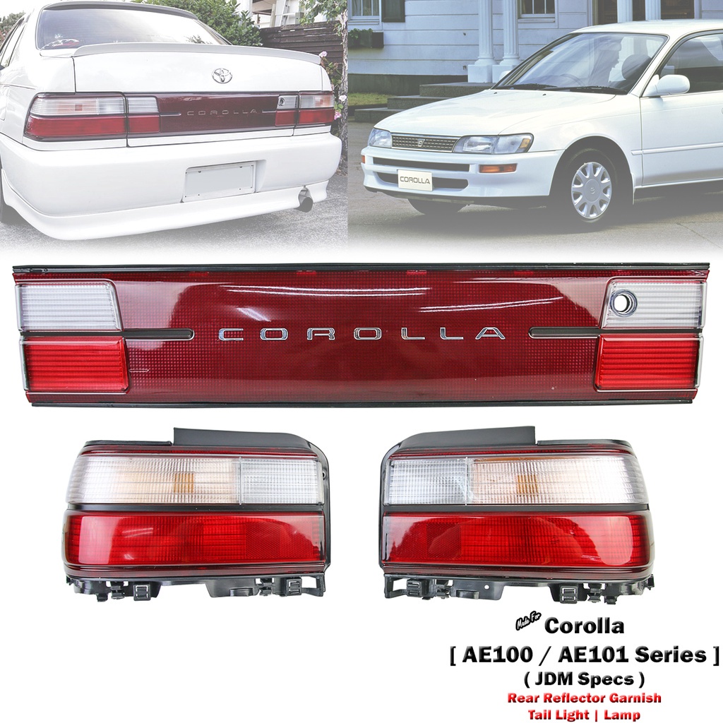 Rear Tail Light Tail lamp & Reflector Bonnet Garnish JDM Toyota Corolla ...