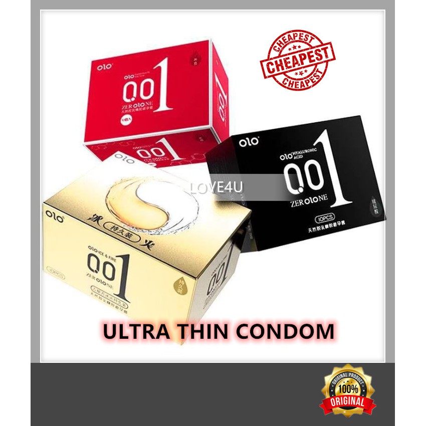 LOVE4U Original OLO Condom 0.01mm Thinnest OLO Kondom 0.01 Natural Latex Delay Kondom Paling ...