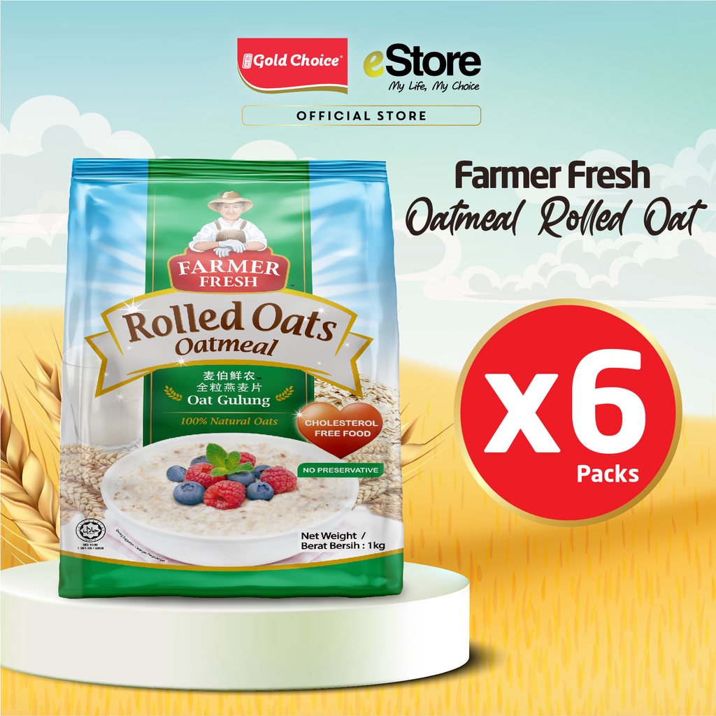 FARMER FRESH Oatmeal Rolled Oats (1kg x 6 Packs) | Shopee Malaysia