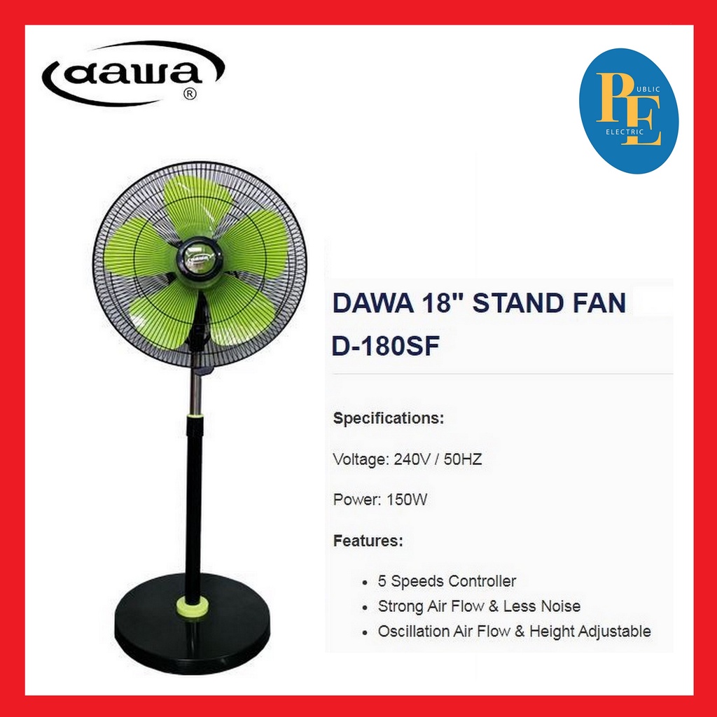 Dawa 18" 5 Speed Commercial Stand Fan - D-180SF | Shopee Malaysia