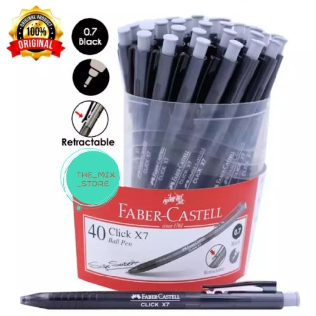 Faber-Castell Click X7 Ball Pen 0.7/0.5mm Red,blue,black (40pcs/Drum)(Ready Stock) | Shopee Malaysia