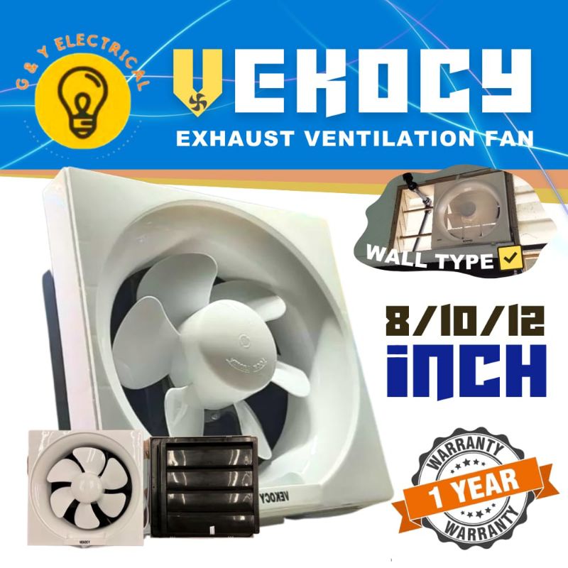 VEKOCY Wall Type Exhaust Ventilation Fan 8" 10" 12" | Shopee Malaysia