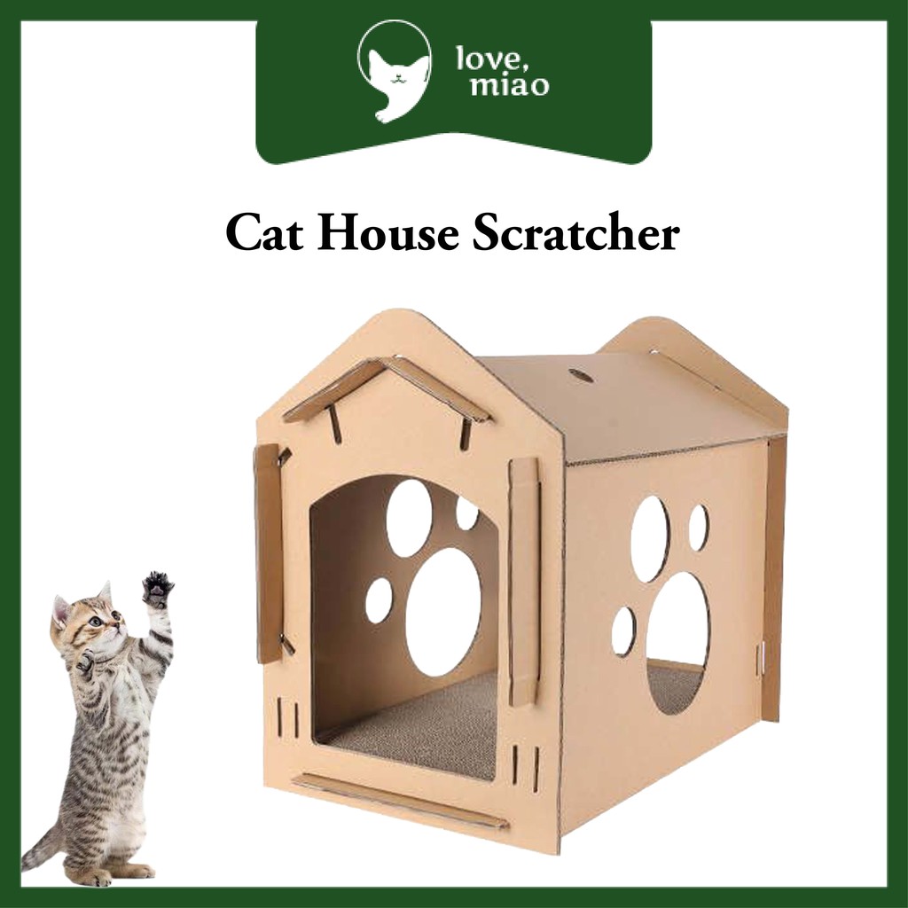 Paper Cardboard Kitten Cat House with paw-shaped and SCRATCHER design ...