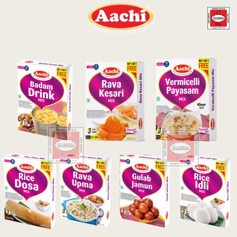 AACHI Desserts Mix (BUY 1 FREE 1) GULAB JAMUN, BADAM, RAVA KESARI, RAVA ...
