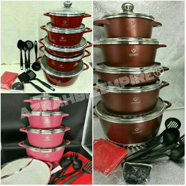 HOT! 10PCS PERIUK VOGATI POT CERAMIC COATING COOKWARE POT KUALI (FULL ...