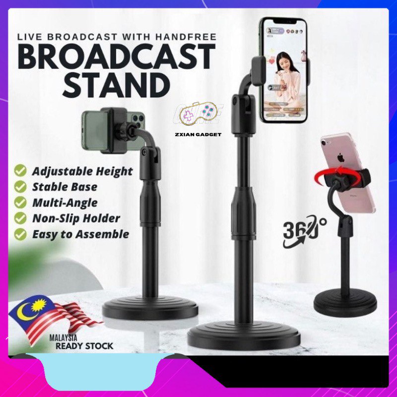 Phone Stand Clip Holder Kaki Mobile Fon Klip Meja Mini Live Streaming ...