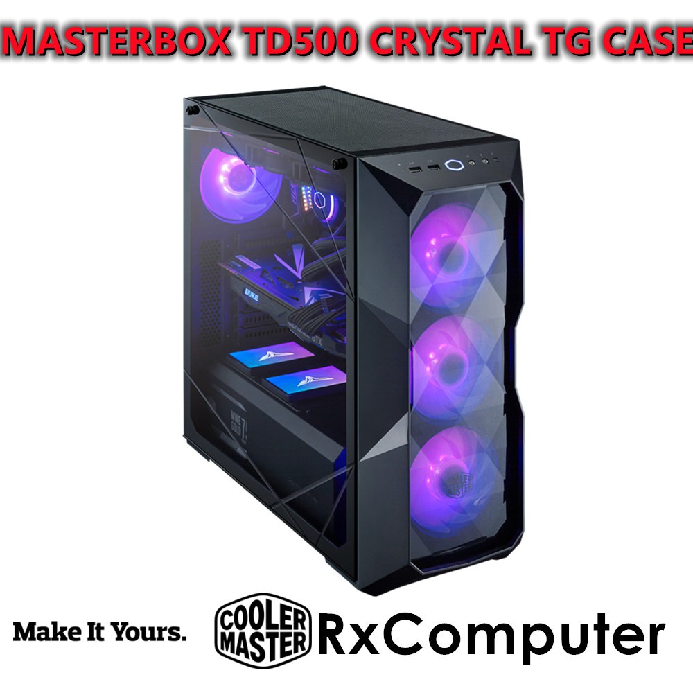 COOLER MASTER MASTERBOX TD500 CRYSTAL ARGB ATX TEMPERED GLASS CASE WITH ...