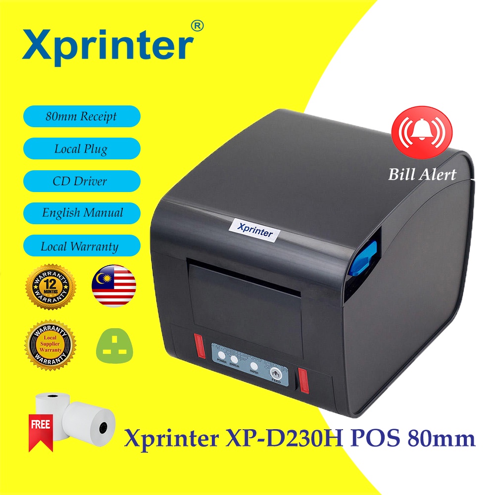 XPrinter XP-D200H/ XP-D230H POS 80mm Thermal Receipt Printer - Free Resit Paper Bill Receive ...