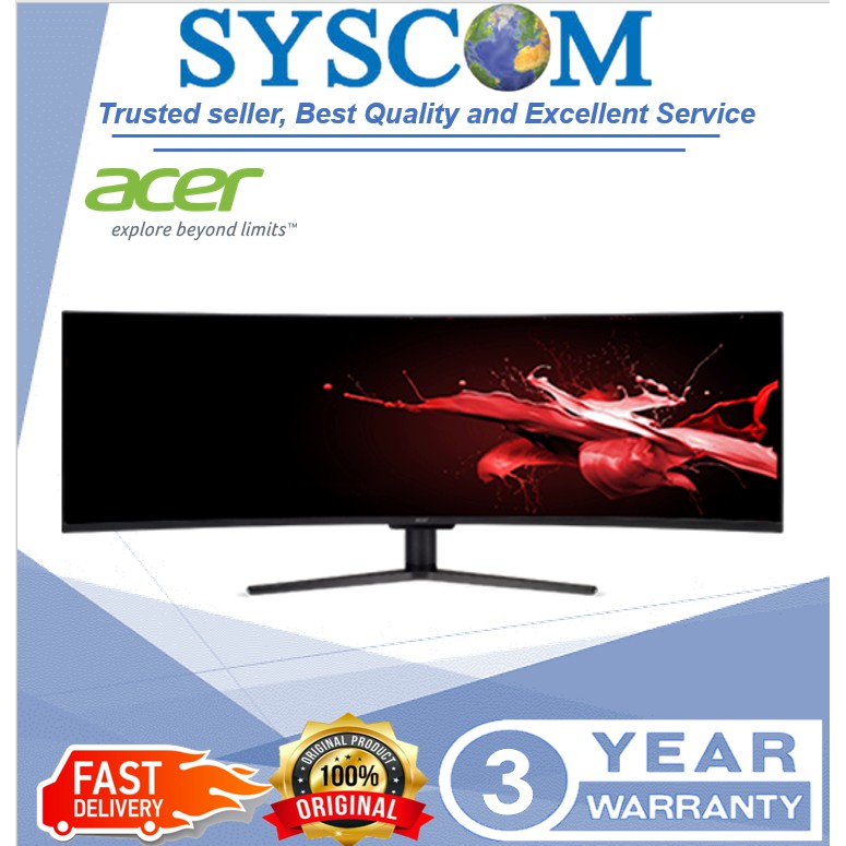 ACER EI491CR 49" Curve 4K Gaming Monitor (3840x1080 / 120Hz / 4ms GTG ...