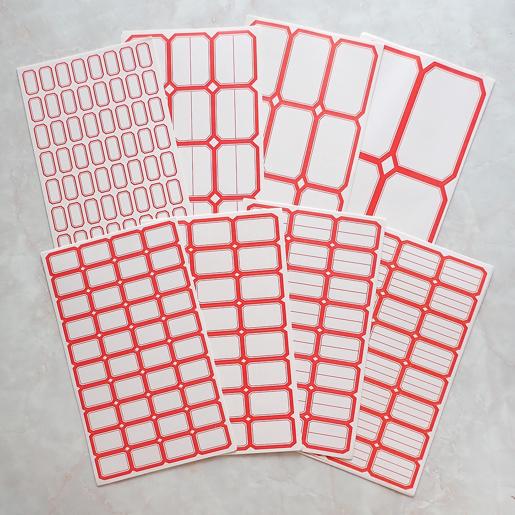 5 Sheets Retro Vintage Style Red Border Sticker, Red Frame Planner ...