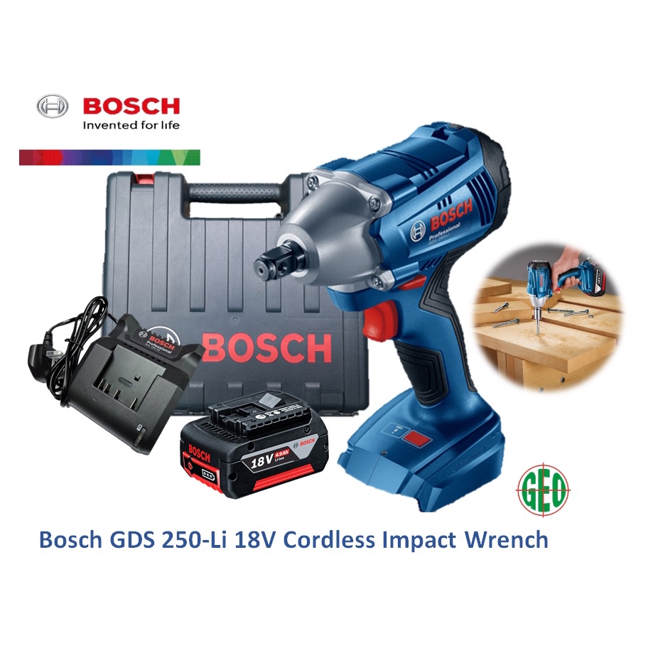 Bosch Gds 250 Li 18v Cordless Impact Wrench Cw 1 X 18v 40ah Battery And 1 X Gal 18v 20 Charger 