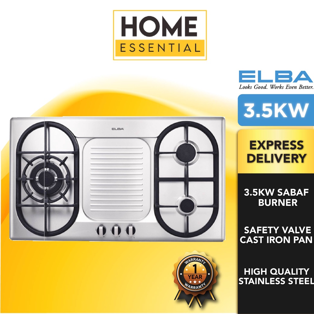 Elba 3.5kW Safety Valve Sabaf Burner Built-In Stainless Steel Hob EBH ...