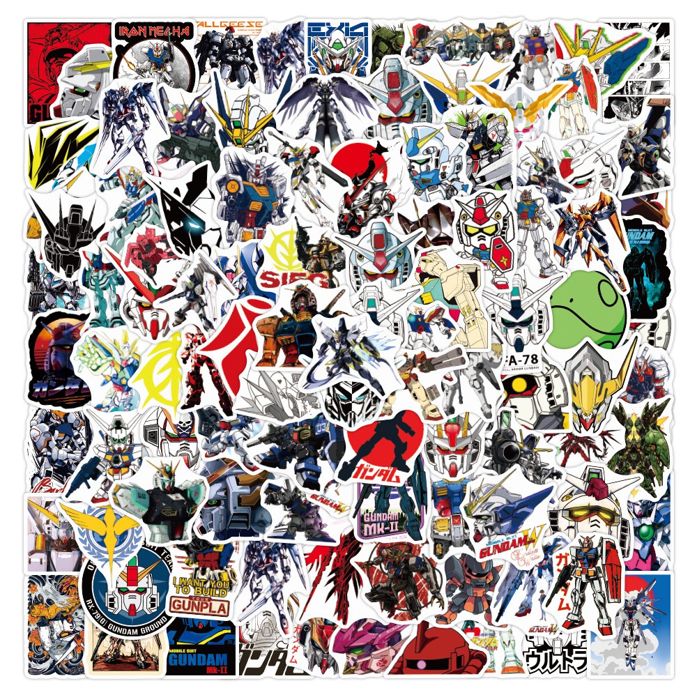100/50/25/10PCS Cartoon Gundam Theme Vinyl Waterproof Stickers for ...