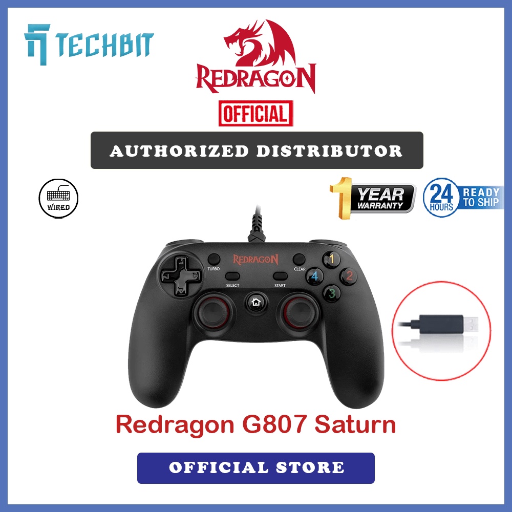 Redragon G807 SATURN Wired Gamepad, PC Windows Dual Vibration | Shopee ...