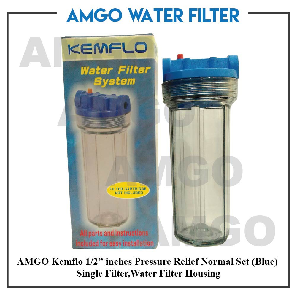AMGO Kemflo 1/2" inches Pressure Relief Single Filter, Water Filter ...