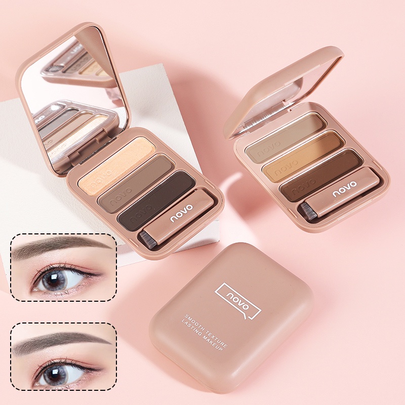 Eye Brow With Brush Mirror Box Make Up Set 3 Colors Eyebrow Powder ...