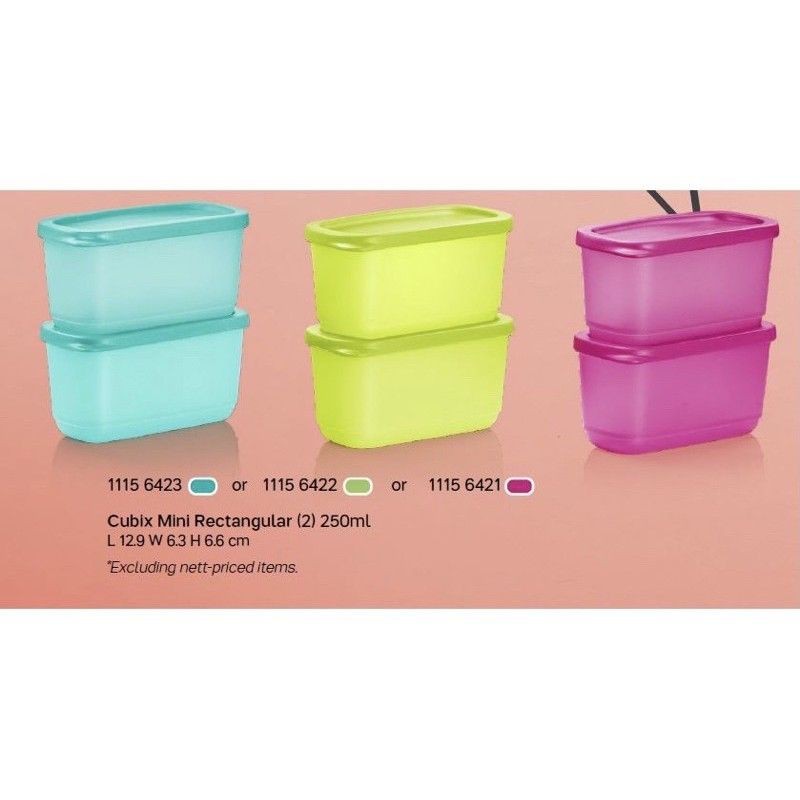 Tupperware Cubix Mini Rectangular 250ml (2pcs) | Shopee Malaysia