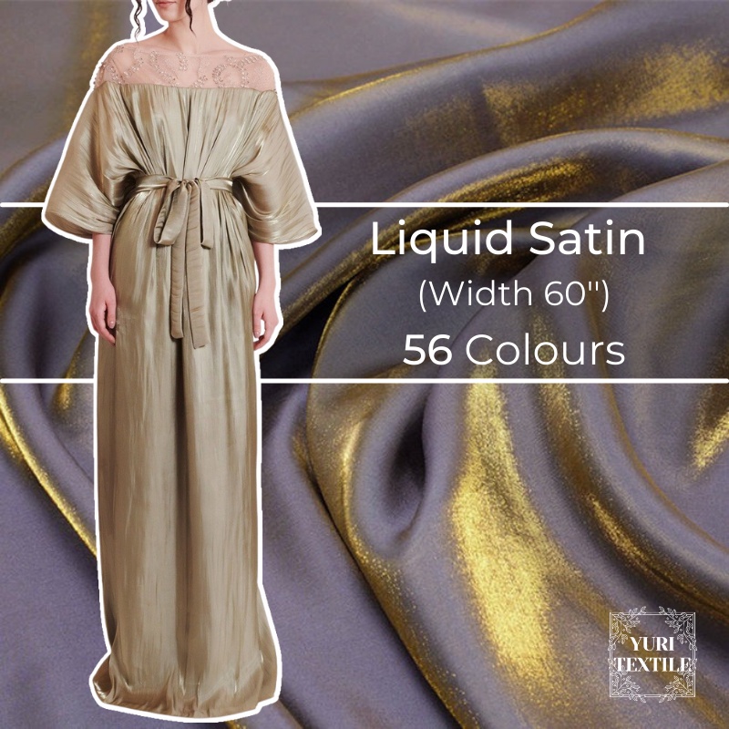 Designer Liquid Silky Satin Fabric Shiny Two Tone (56 Colours) / Kain ...