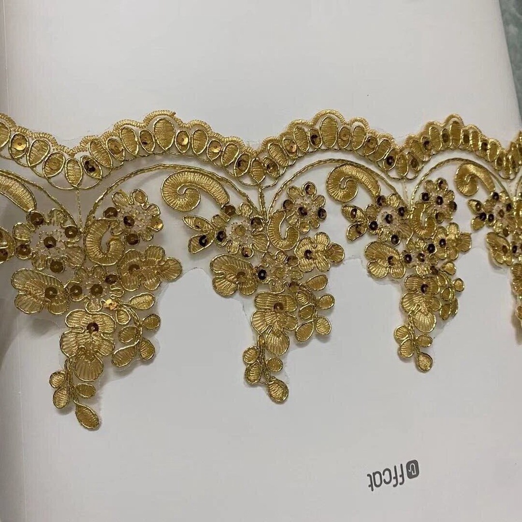 1 Meter Gold Color Border Lace Premium Designer Border Lace for Wedding ...
