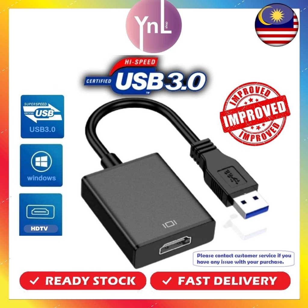 USB 3.0 to HDMI Converter Notebook External Video Card to HD Monitor PC ...