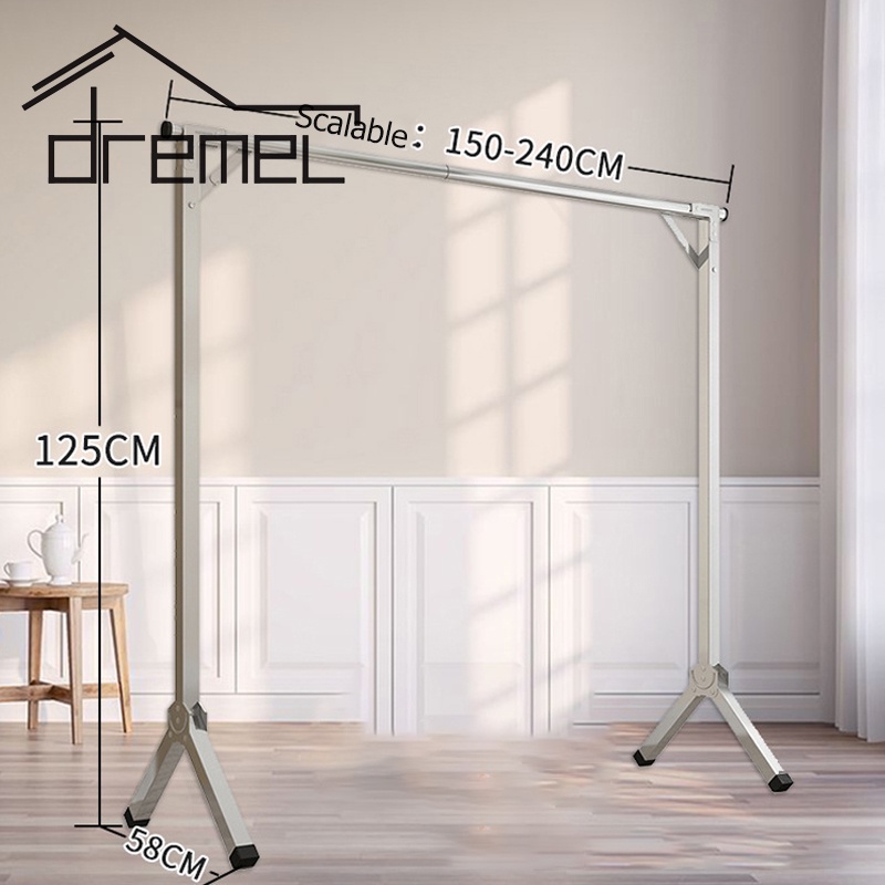 DREMEL 2.4m Folding Drying Racks Single Pole Stainless Steel Floor ...