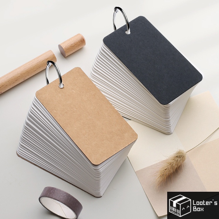 100 White Card Pages Plain Vocabulary Study Memory Ring Binder Memo ...