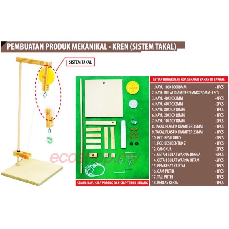 Pembuatan Produk Mekanikal - Kren ( Sistem Takal ) /Hand Cranked Crane ...