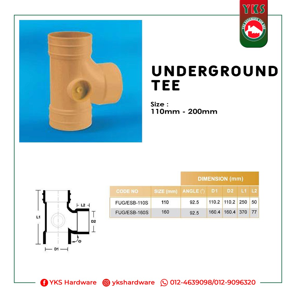 UNDERGROUND TEE - Pipe & Fittings System | Shopee Malaysia