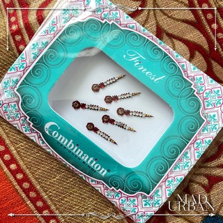 Fancy Indian Goburam Design Sticker Pottu Gold & Color Stones Indian Forehead Accessory ...