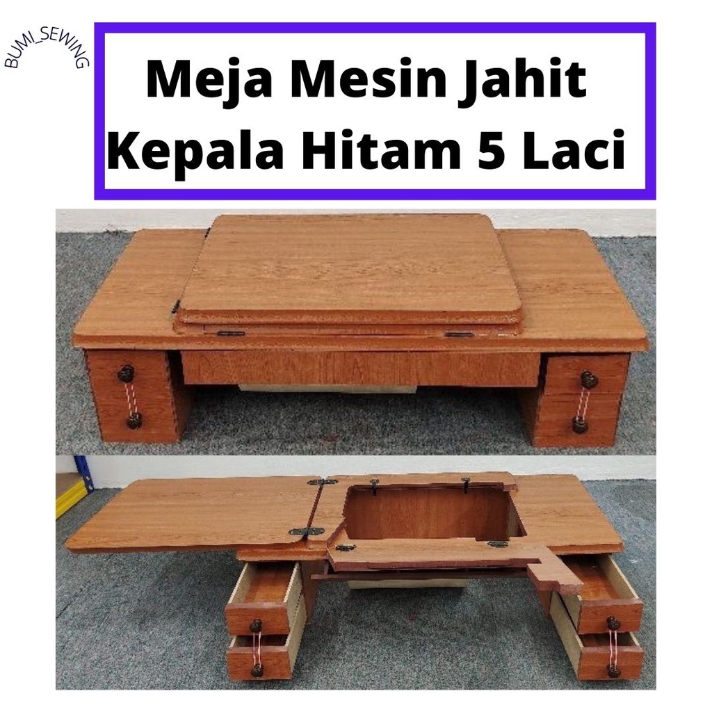Meja Mesin Jahit Lama Kepala Hitam 5 Lima Laci // Sewing Machine Singer ...