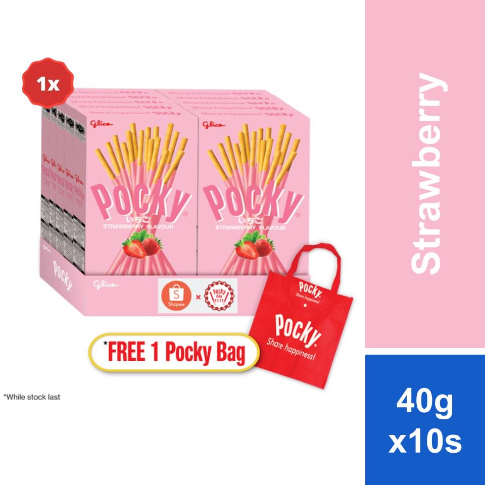 Glico Pocky Biscuit Stick 40g (10pack) Strawberry FREE Pocky Bag ...