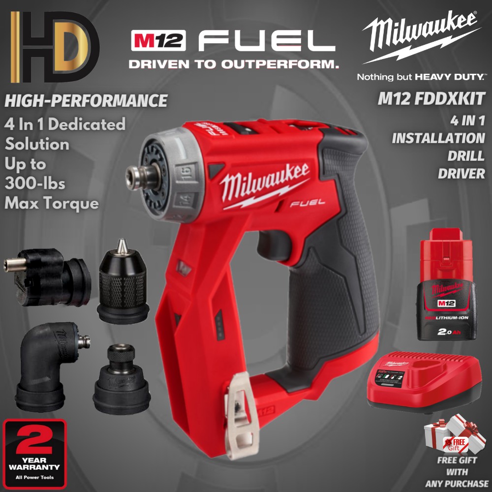Milwaukee M12 FDDXKIT Fuel Installation Drill Drivers / Brushless Motor ...