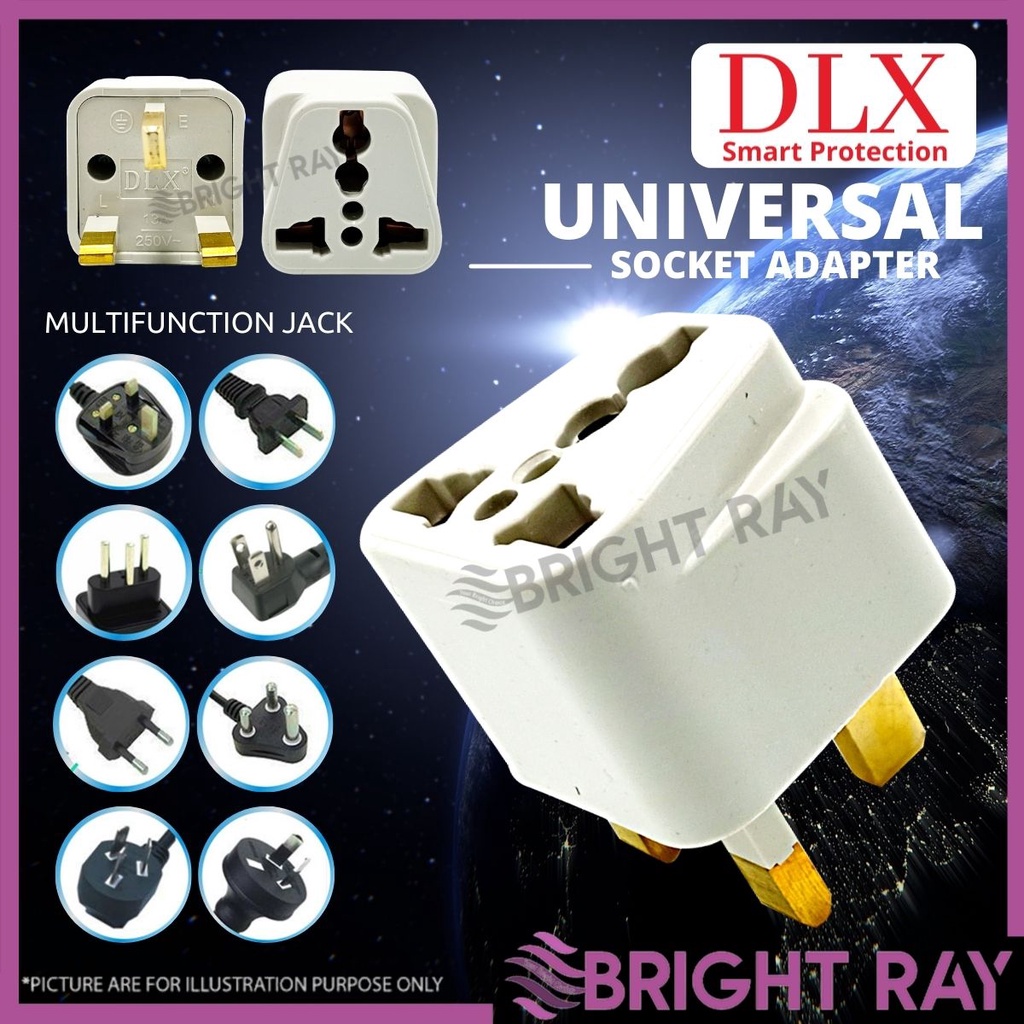 DLX 3 Pin Multi Universal Travel Adaptor for Malaysia Extension Plug ...
