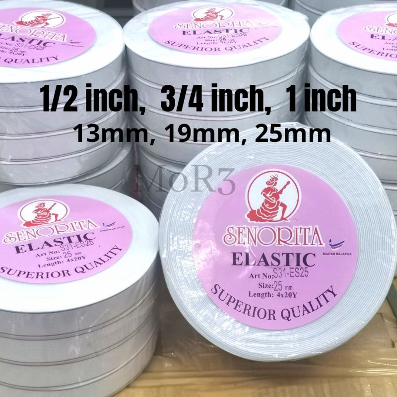 QUALITY Elastic Band Getah Pinggang Getah Kain( 1/2 inch, 3/4 inch, 1 ...