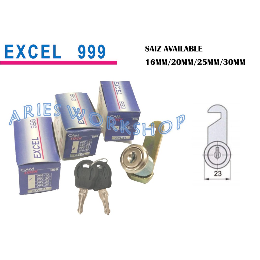 EXCEL CAM LOCK 999 DRAWER LOCK 16MM/20MM/25MM/30MM | Shopee Malaysia