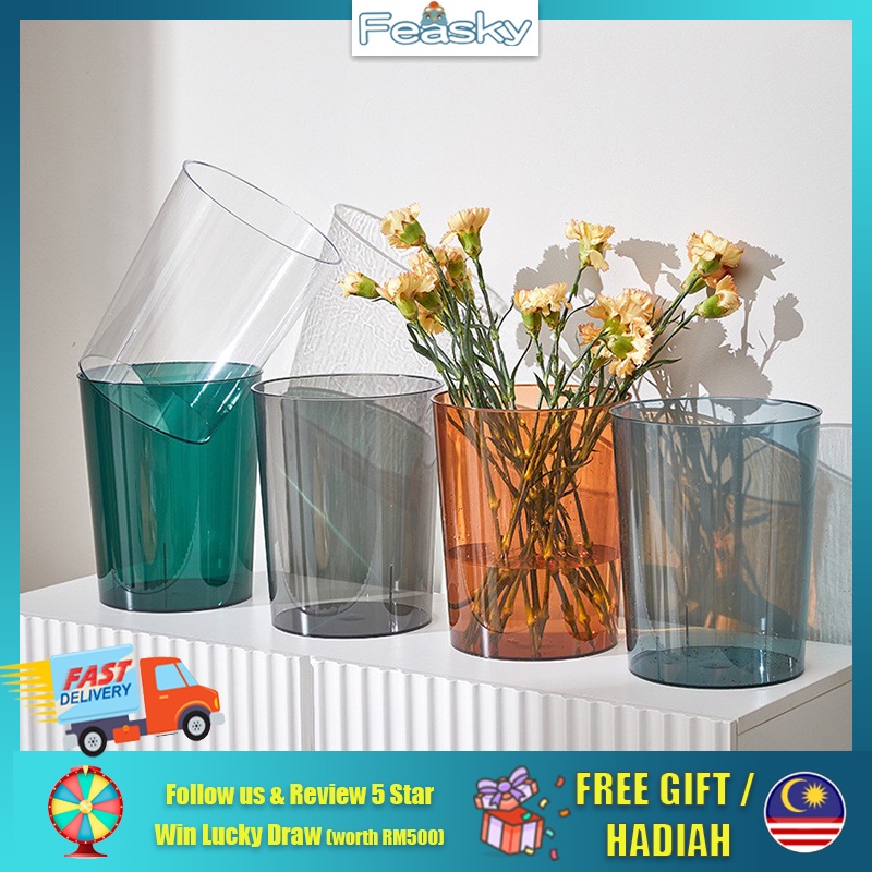 Dustbin Rubbish Bucket Clear Transparent Office Kitchen Trash Bin ...